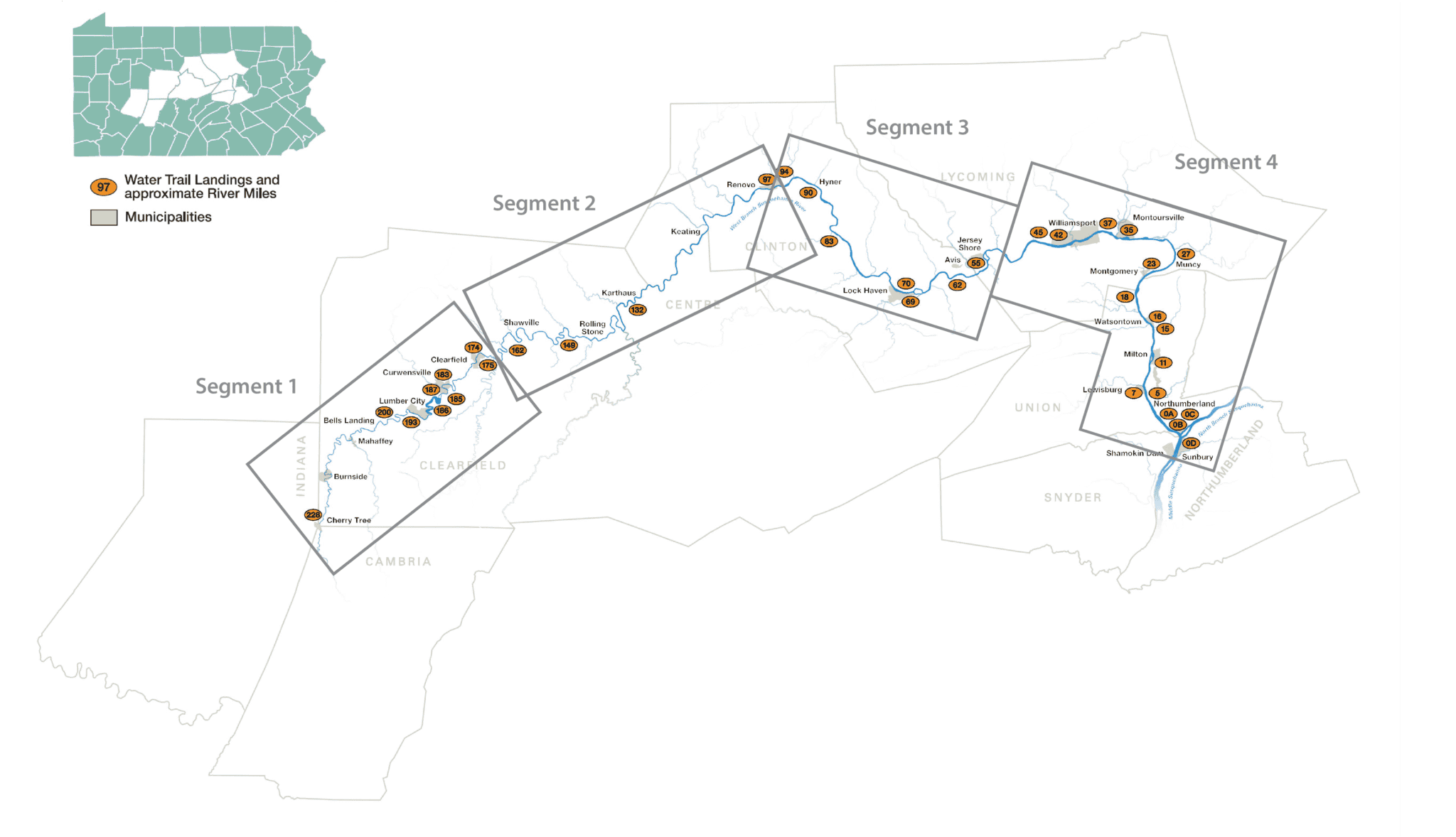 West Branch Paddle Club Segments - Susquehanna Greenway
